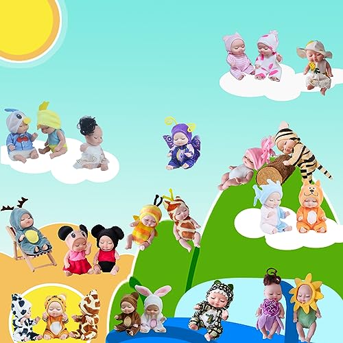 NILISWIEST Mini Baby Barbie Dolls, 6psc Babies Sleep Doll Toys Gift Box for Kids 3+(Style A)