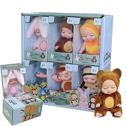 NILISWIEST Mini Baby Barbie Dolls, 6psc Babies Sleep Doll Toys Gift Box for Kids 3+(Style A)