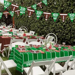 Football Party Supplies Kit Serve 24,Includes Dinner Plates, Dessert Plates, Napkins, Cups,Banner and Touchdown Tablecloth for Football Birthday Party Football Gameday Tailgate Party Decorations