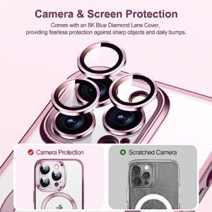 CHIYURI Magnetic for iPhone 14 Pro Case,[Compatible with Magsafe] [Built-in Enhanced Camera Lens Protector] [Military Grade Drop Protection] Slim Thin Shockproof Phone Case Cover 6.1",Pink