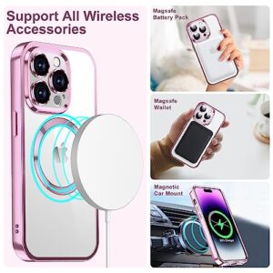 CHIYURI Magnetic for iPhone 14 Pro Case,[Compatible with Magsafe] [Built-in Enhanced Camera Lens Protector] [Military Grade Drop Protection] Slim Thin Shockproof Phone Case Cover 6.1",Pink