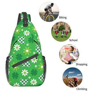 Cute St. Patrick's Day Crossbody Sling Backpack Shamrocks Sling Bag Travel Hiking Chest Bag Daypack for Men Women