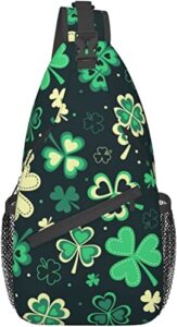 st. patrick's day cute shamrocks sling backpack,travel hiking daypack clover crossbody shoulder bag