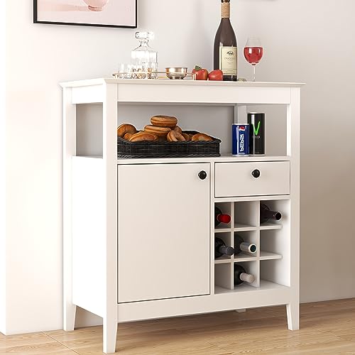 scolyk Wine Cabinet with Storage: Bar Cabinet with Storage, White Coffee Bar Cabinet with Storage, Liquor Cabinet Bar for Home, Mini Bar Cabinets for Liquor and Glasses