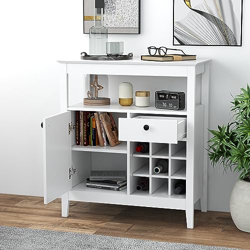 scolyk Wine Cabinet with Storage: Bar Cabinet with Storage, White Coffee Bar Cabinet with Storage, Liquor Cabinet Bar for Home, Mini Bar Cabinets for Liquor and Glasses