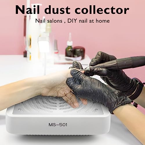 Nail Dust Collector 40W Adjustable Dust Collector for Nails Professional Nail Fan Dust Collector for Nail Vacuum Dust Collector Nail Dust Extractor with Light (White)