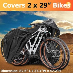 Bike Cover for Transport on Rack, 600D Oxford Heavy Duty Waterproof Bike Cover for 2 Bikes on Rear Bike Rack, Bicycle Cover for Transportation with Lock-Holes Storage Bag