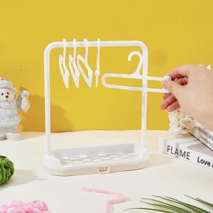 SUPERFINDINGS Plastic Doll Garment Rack with 10pcs Clothes Hanger White Mini Doll Clothes Display Stand Dress Outfit Holders Miniature Dollhouse Accessories with Storage Base for Closets 170x25x197mm