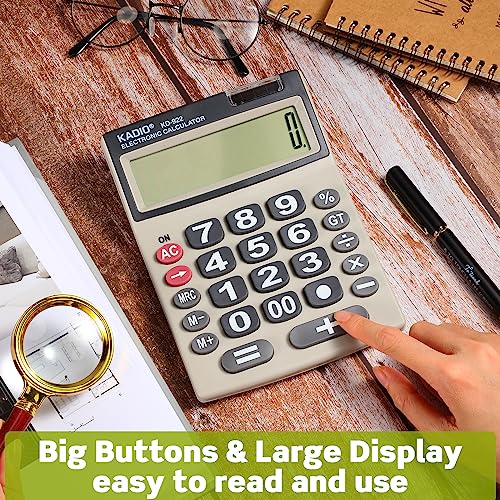 4 Pcs Desktop Calculator Bulk 12 Digit with Large LCD Display and Big Buttons Office Desktop Calculator with Sensitive Button Battery Dual Power for School Student