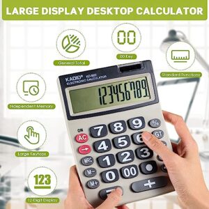 4 Pcs Desktop Calculator Bulk 12 Digit with Large LCD Display and Big Buttons Office Desktop Calculator with Sensitive Button Battery Dual Power for School Student