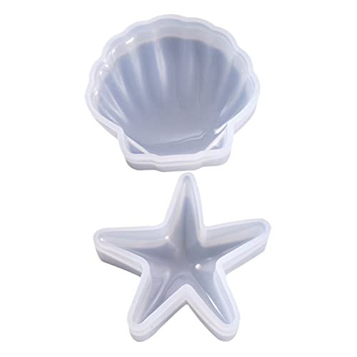 SEWACC 2pcs DIY Starfish Mold Trays Decorative Clear Christmas Ornaments Coaster Resin Mold Epoxy Silicone Present Ornaments Crystal Jewelry Ocean Mold Sea Star Mold Plate Craft Mold Gel