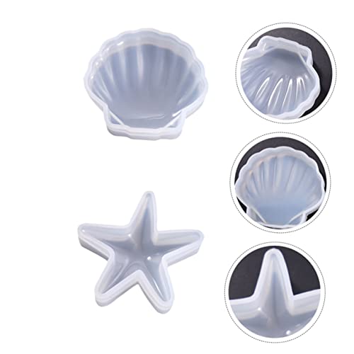 SEWACC 2pcs DIY Starfish Mold Trays Decorative Clear Christmas Ornaments Coaster Resin Mold Epoxy Silicone Present Ornaments Crystal Jewelry Ocean Mold Sea Star Mold Plate Craft Mold Gel