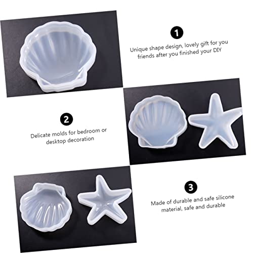 SEWACC 2pcs DIY Starfish Mold Trays Decorative Clear Christmas Ornaments Coaster Resin Mold Epoxy Silicone Present Ornaments Crystal Jewelry Ocean Mold Sea Star Mold Plate Craft Mold Gel