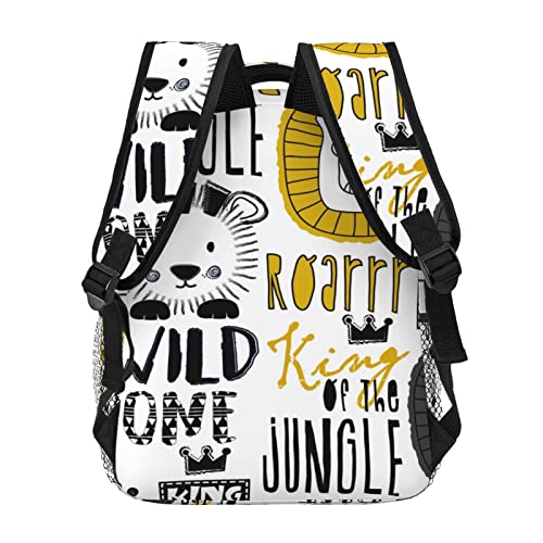 Juoritu Wild King Lion Backpacks, Laptop Backpacks for Travel Work Gifts, Lightweight Bookbags for Men and Women