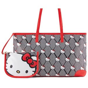 Hello Kitty Leather Tote bag - Girls, Boys, Teens, Adults - Officially Licensed Hello Kitty Faux PU Leather Cosplay Tote Handbag with Pouch