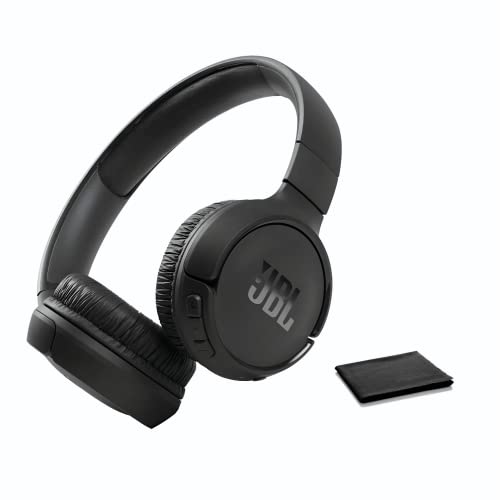 JBL Tune 570BT On-Ear Wireless Bluetooth Headphones with Pure Bass Stereo Sound, Includes Cleaning Cloth - Black(JBLT570BTBLKAM-CC)