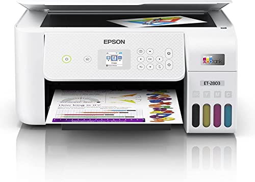 Epson EcoTank ET-2803 Wireless All-in-One Printer/Copier/Scanner, Cartridge-Free Supertank, Mobile & Voice-Activated Printing, XPI USB Printer Cable