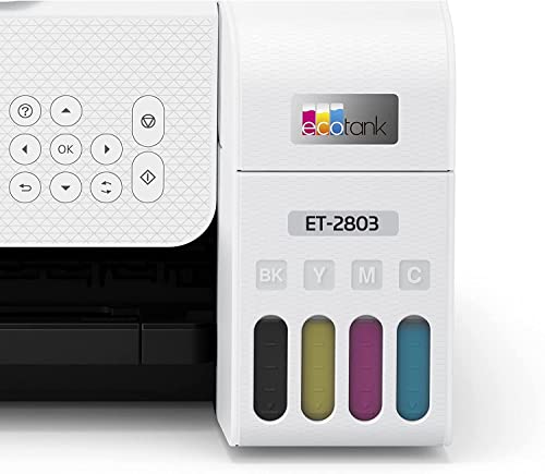 Epson EcoTank ET-2803 Wireless All-in-One Printer/Copier/Scanner, Cartridge-Free Supertank, Mobile & Voice-Activated Printing, XPI USB Printer Cable