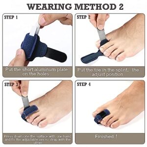 2 Pack Toe Splint,Toe Straightener for Hammer Toe, Bent Toe, Claw Toe, Crooked Toe, Curled Toe, Toe Brace, Broken Toe Splint, Hammer Toe Corrector, Toe Wrap to Align and Support Toe (Blue)