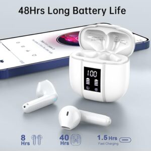 Wireless Earbuds, Bluetooth 5.3 Earbuds Hi-Fi Stereo, 3g Bluetooth Headphones in Ear with 4 ENC Mic, 48Hrs USB-C LED Mini Charging Case Ear buds, IP7 Waterproof Sport Earphones for Android iOS [2023]