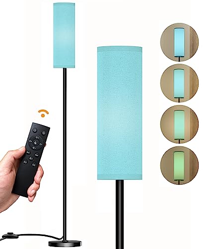 Qaubauyt Floor Lamp for Living Room Bedroom, Modern Floor Lamp with Remote,Stepless Dimmable 12W Bulb Included,Standing Lamps LED Tall Lamp for Bedroom Office(Blue)