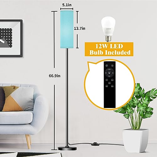 Qaubauyt Floor Lamp for Living Room Bedroom, Modern Floor Lamp with Remote,Stepless Dimmable 12W Bulb Included,Standing Lamps LED Tall Lamp for Bedroom Office(Blue)