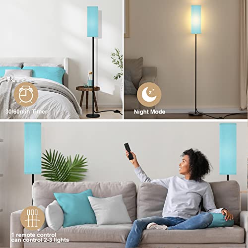 Qaubauyt Floor Lamp for Living Room Bedroom, Modern Floor Lamp with Remote,Stepless Dimmable 12W Bulb Included,Standing Lamps LED Tall Lamp for Bedroom Office(Blue)