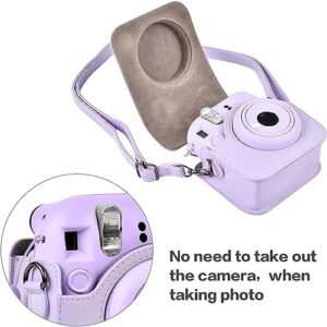 SAIKA Protective & Portable Case Compatible with Fujifilm for Instax Mini 12 Instant Camera with Accessories Pocket and Adjustable Strap-Purple