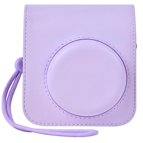 SAIKA Protective & Portable Case Compatible with Fujifilm for Instax Mini 12 Instant Camera with Accessories Pocket and Adjustable Strap-Purple