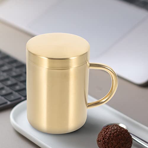 VILLCASE Insulated Coffee Mug with Lid, 300ml Stainless Steel Coffee Cup with Handle, Double Wall Vacuum Insulated Travel Mug Coffee Cup, Travel Tumbler Cup