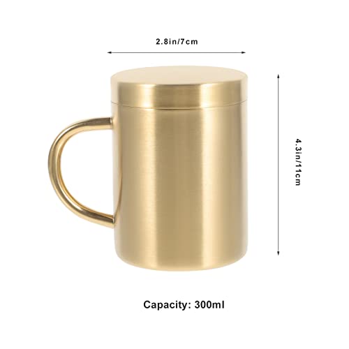 VILLCASE Insulated Coffee Mug with Lid, 300ml Stainless Steel Coffee Cup with Handle, Double Wall Vacuum Insulated Travel Mug Coffee Cup, Travel Tumbler Cup