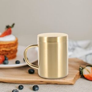 VILLCASE Insulated Coffee Mug with Lid, 300ml Stainless Steel Coffee Cup with Handle, Double Wall Vacuum Insulated Travel Mug Coffee Cup, Travel Tumbler Cup