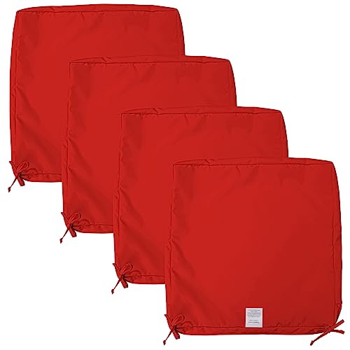 4Pcs Outdoor Patio Seat Cushion Back Pillow Replacement Covers,Fit for Patio Furniture Sectional Sofa Chair Conversation Set,Water-Resistant Fadeless Slipcover,20Lx18Wx4H Inch,Red-Cover Only