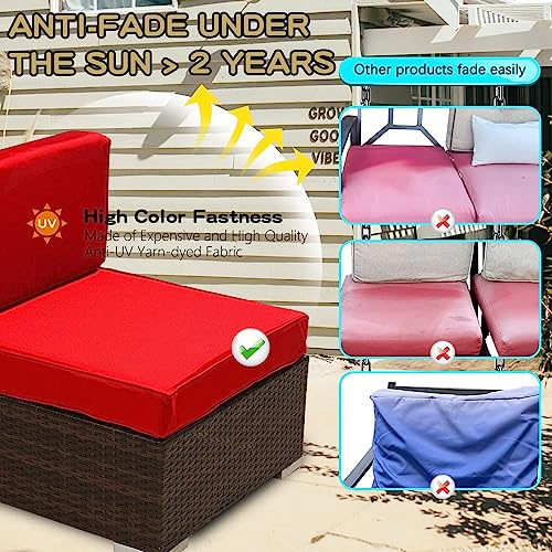 4Pcs Outdoor Patio Seat Cushion Back Pillow Replacement Covers,Fit for Patio Furniture Sectional Sofa Chair Conversation Set,Water-Resistant Fadeless Slipcover,20Lx18Wx4H Inch,Red-Cover Only