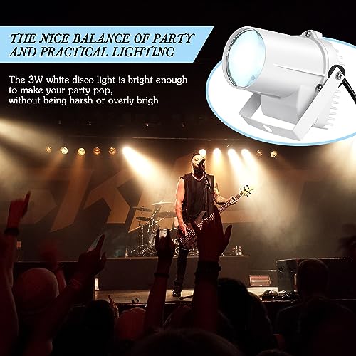 Retisee 3 Pcs Spotlight Disco Ball Spot Light White LED Beam Light 3w Stage Lights Pin Light for Mirror Ball Club Wedding Party Bar DJ Shows Events