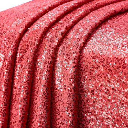 Outpain 2 Panels 2ft x 10ft Red Sequin Backdrop Curtain fpr Party, Not See Through 4ft x 10ft Red Backdrop Drapes for Wedding Party Christmas Photography Home Decoration