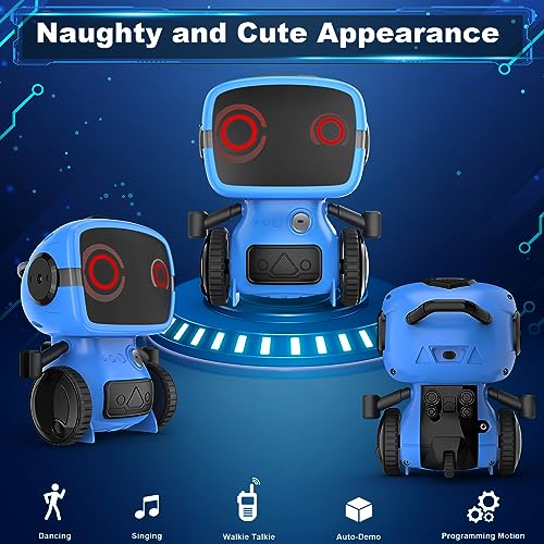 Dandist Robot Toys for Boys & Girls, Remote Control Robot for Kids, Auto-Demonstration, Talkie, and Programming Functions, Flexible Arms, Dance, Music, Big Eyes Toys for Boys 4-6 8-12