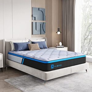 avenco hybrid mattress king,10 inch king size mattress in a box, medium firm king bed mattress with individual pocket springs & comfort foam for pressure relief