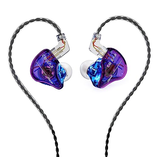 YINYOO KBEAR Storm in-Ear Monitor, 1DD Wired Earphones Professional Wired Earbuds IEM with Crystal Clear Sound, 3.5mm Plug in Ear Headphones for Musician Singer Music (Blue-Purple, Without mic)