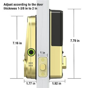 Lockly Vision Smart Lock, Camera Video Two-Way Audio 6-in-1 Keyless Entry Door Lock with Doorbell Fingerprint Door Lock with APP Control Digital Keypad Wi-Fi Deadbolt Door Locks- Brushed Gold