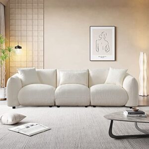 WILLIAMSPACE 109" Sectional Sofa Cloud Couch for Living Room, Modern Back Upholstered Boucle Couch with 3 Throw Pillows, 4-Seat Cloud Boucle Deep Seat Sofa for Apartment, Office (Beige)