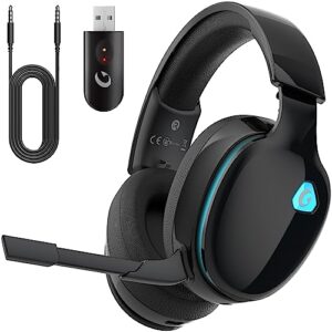 gvyugke wireless gaming headset 2.4ghz usb for ps5, ps4, pc, switch, mac, bluetooth 5.2 gaming headphones with detachable microphone for gamer, surround sound, 3.5mm wired jack for xbox series(black)