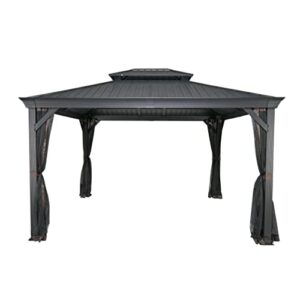 shade n' shelters 12' x 14' outdoor hardtop gazebo for patio, backyard, garden, or deck (12' x 14', aluminum black frame)