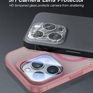 VOFATA for iPhone 14 Pro Case with Metal Camera Stand [Built-in 9H Camera Lens Protector][Compatible with Magsafe] Military Grade Shockproof Translucent Matte Magnetic Phone Case 6.1",Pink