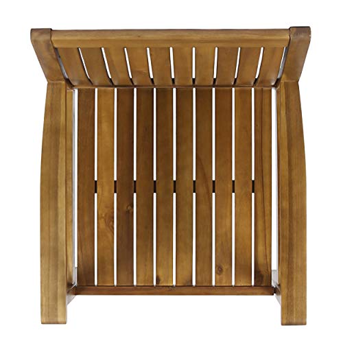 Christopher Knight Home Teague Outdoor Acacia Wood Dining Chairs (Set of 2), Teak Finish & Parker Outdoor 16" Acacia Wood Side Table, Teak Finish