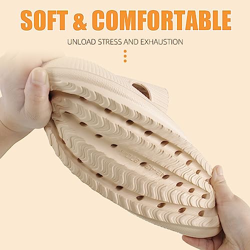 jusskiya 【2 pairs】 Cloud Slippers for Women and Men, Massage Shower Bathroom Non-Slip Quick Drying Super Soft Comfy Thick Sole Home Indoor and Outdoor Shower Slippers