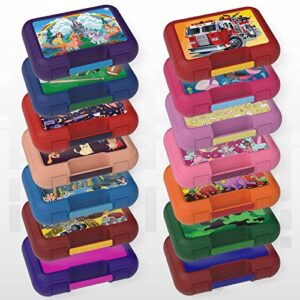 Mainstream Source Kids Grab-and-Go Bento Lunch Bento Box – Includes Removable Tray w/ 5 Compartments, Spork, & Name Stickers, the Ultimate Kids Lunch Box (2 Pack, Unicorns Castle & Mermaids)