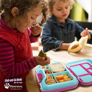 Mainstream Source Kids Grab-and-Go Bento Lunch Bento Box – Includes Removable Tray w/ 5 Compartments, Spork, & Name Stickers, the Ultimate Kids Lunch Box (2 Pack, Unicorns Castle & Mermaids)