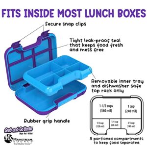 Mainstream Source Kids Grab-and-Go Bento Lunch Bento Box – Includes Removable Tray w/ 5 Compartments, Spork, & Name Stickers, the Ultimate Kids Lunch Box (2 Pack, Unicorns Castle & Mermaids)