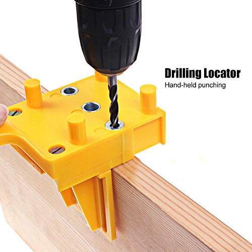 Woodworking Drilling Locator Straight Hole Locator， Handheld Woodworking Perforation DIY Tools Woodworking Dowel Jig Kit Hardware Template Guide Woodworking Tools(黄色)